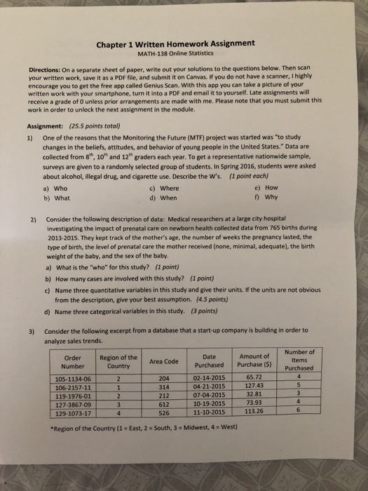 Solved Chapter 1 Written Homework Assignment Math 138 Online 2014