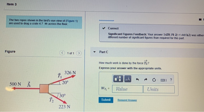 Solved Item 3 The two ropes shown in the bird's eye view of | Chegg.com