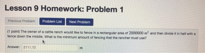 Solved Lesson 9 Homework: Problem 1 Previous Problem Problem | Chegg.com