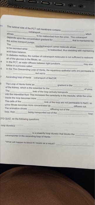 11 allows The The luminal side of the PCT cell | Chegg.com