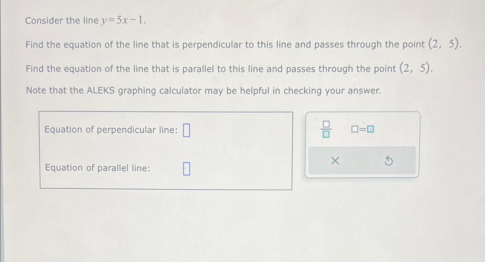 Solved Consider the line y=5x-1.Find the equation of the | Chegg.com