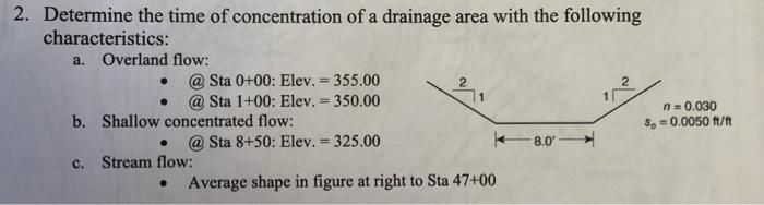2. Determine the time of concentration of a drainage | Chegg.com