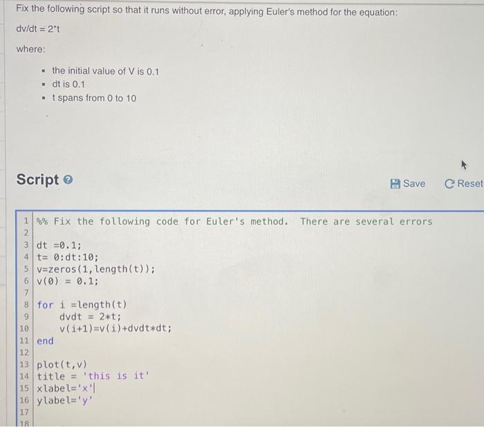 Solved Fix the following script so that it runs without | Chegg.com