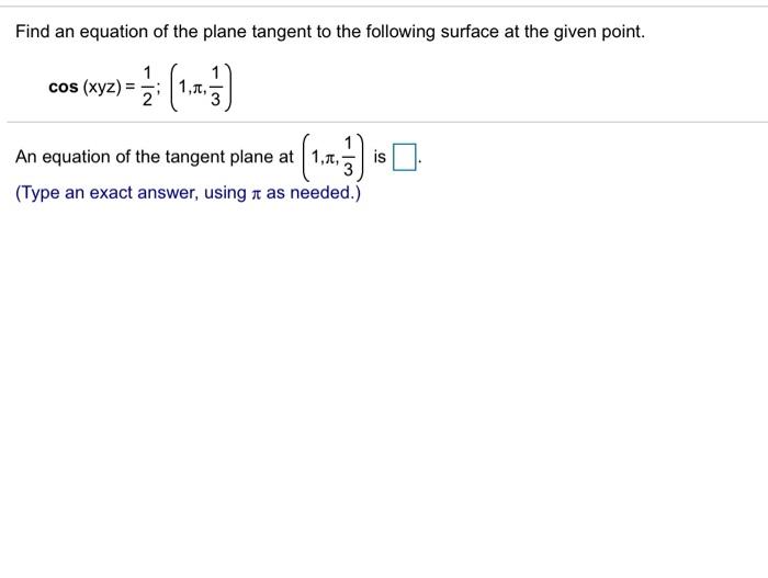 Solved Find an equation of the plane tangent to the | Chegg.com