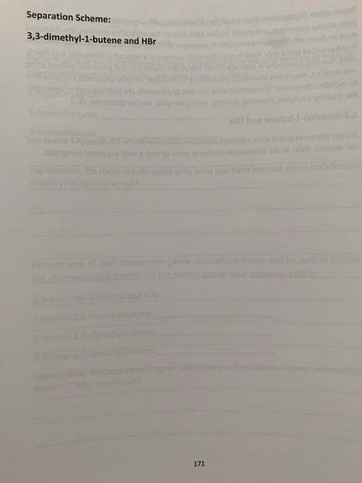 Solved Separation Scheme: 3,3-dimethyl-1-butene and HBr 171 | Chegg.com