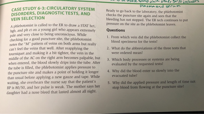 Solved CASE STUDY 6-3: CIRCULATORY SYSTEM DISORDERS, | Chegg.com
