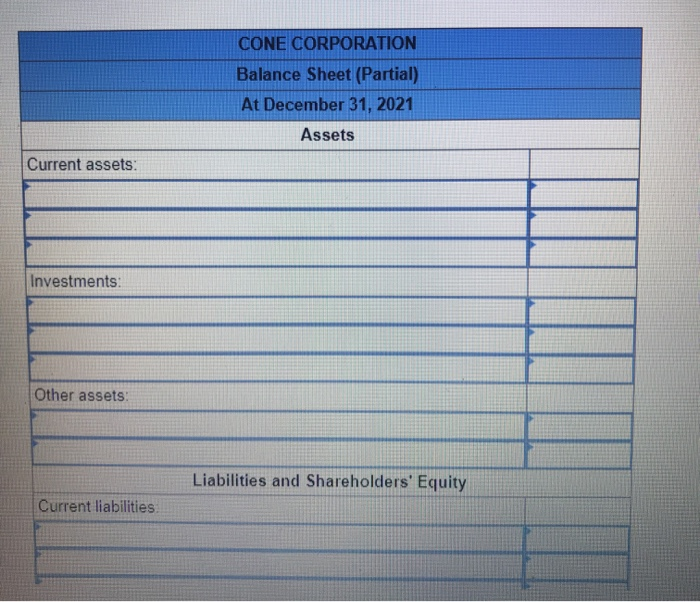 Solved Cone Corporation is in the process of preparing its | Chegg.com