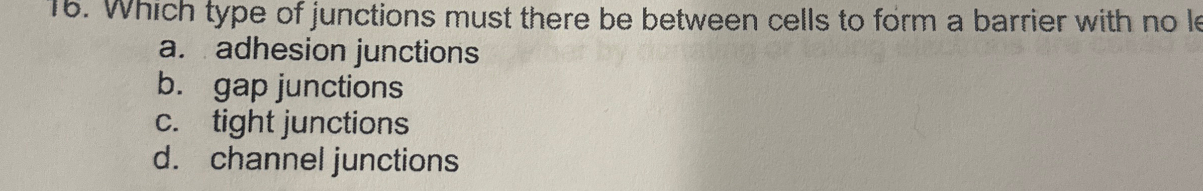 Solved Which type of junctions must there be between cells | Chegg.com