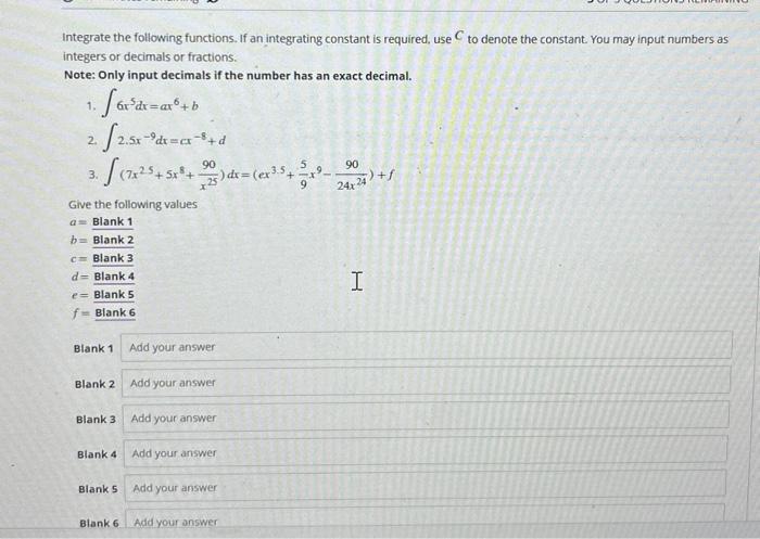 Solved integers or decimals or fractions. Note: Only input | Chegg.com