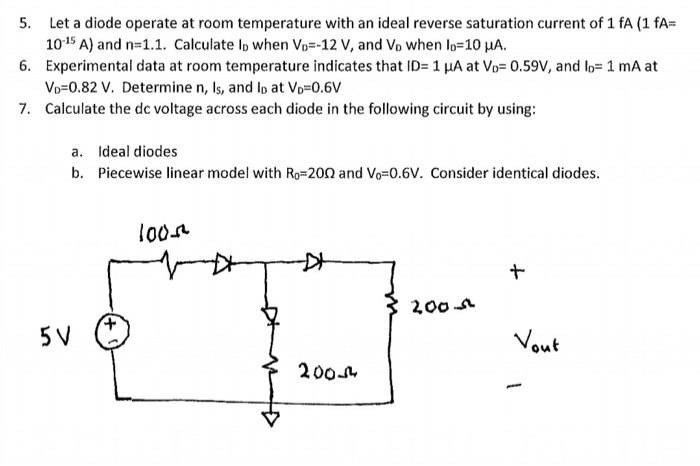 Solved 5. Let a diode operate at room temperature with an | Chegg.com