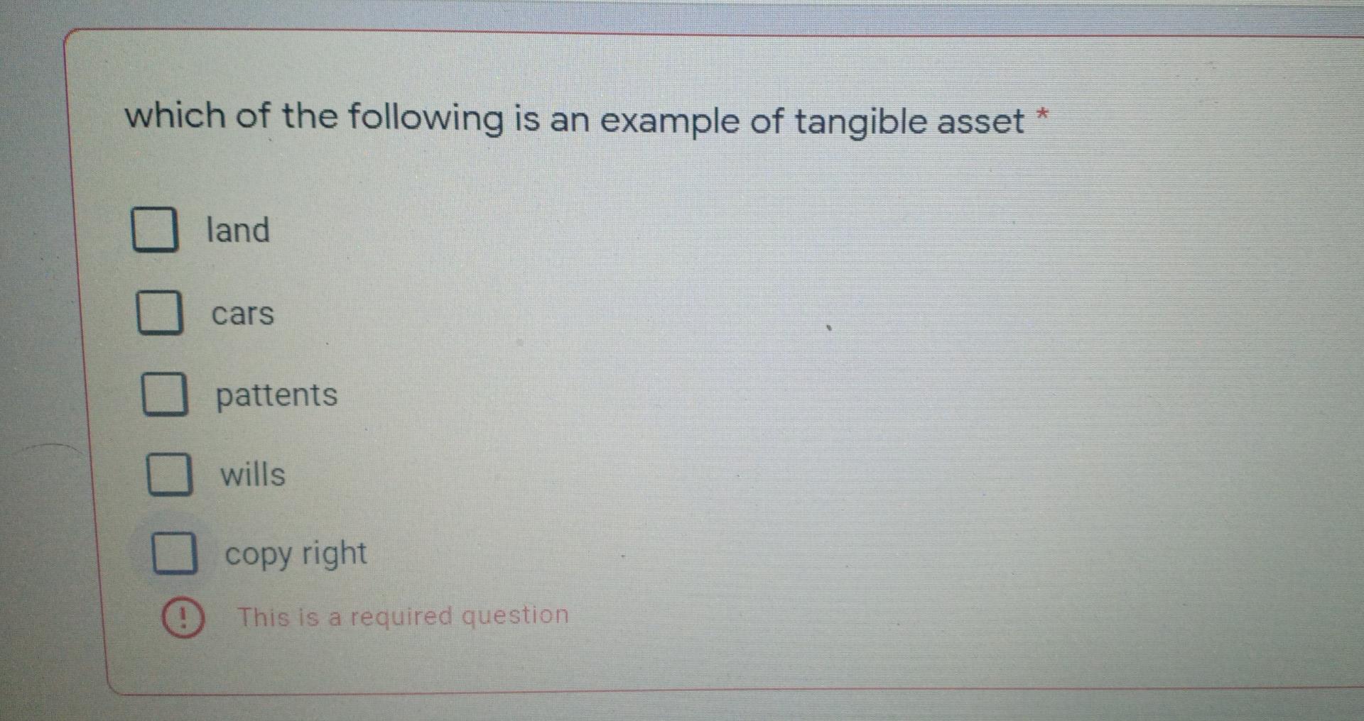 Solved which of the following is an example of tangible | Chegg.com
