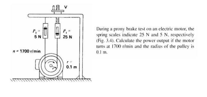 Solved l P. - 25 N 5N During a prony brake test on an | Chegg.com