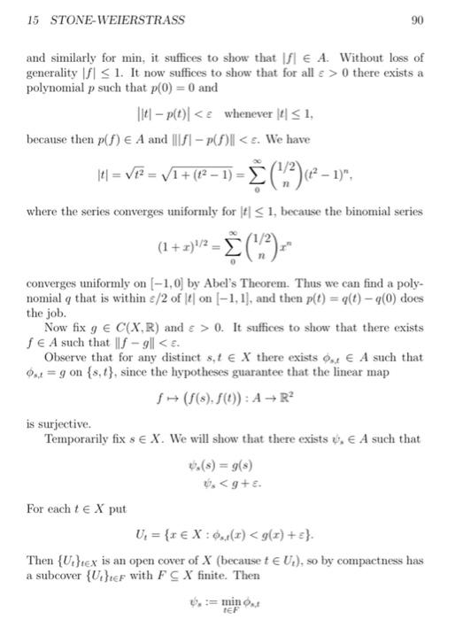 Solved Real Analysis (Stone-Weierstrass): prove the | Chegg.com