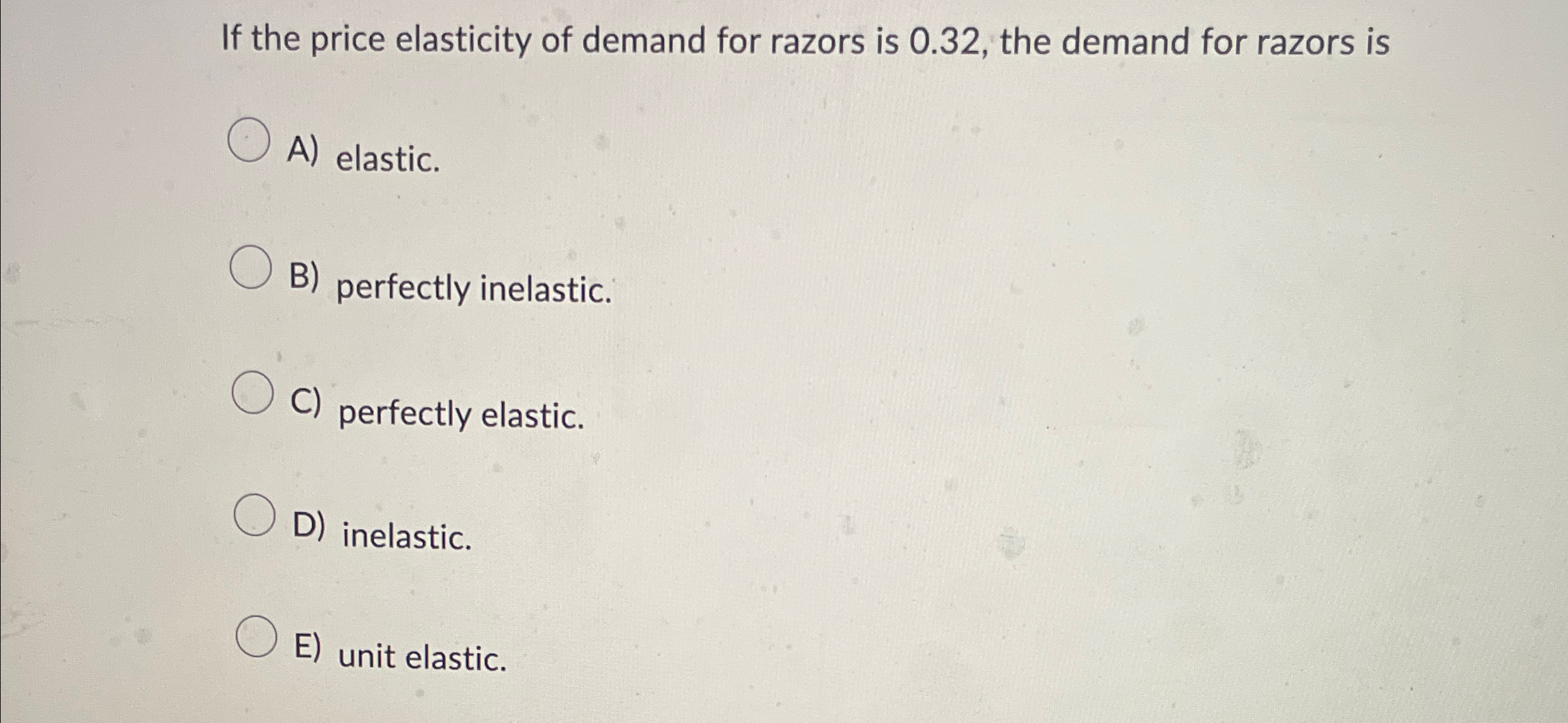 Solved If the price elasticity of demand for razors is | Chegg.com