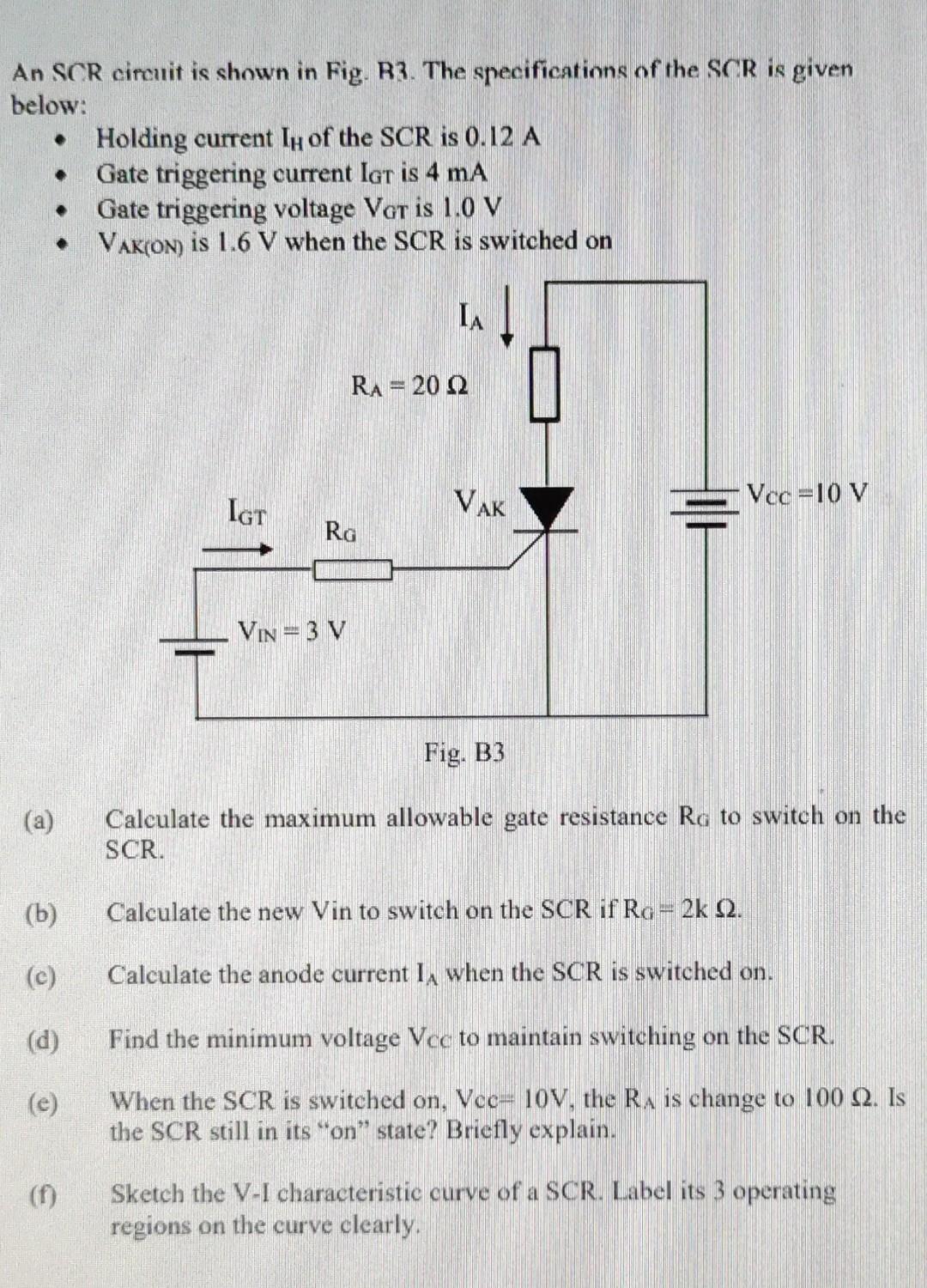 Solved An SCR cifcuit is shown in Fig. R3. The | Chegg.com