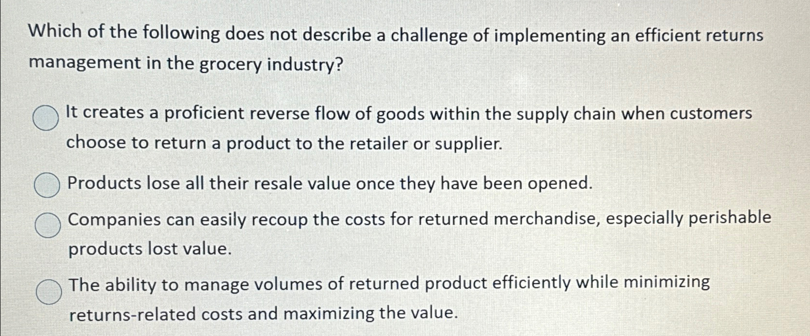 Solved Which of the following does not describe a challenge | Chegg.com