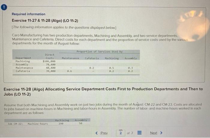 Solved Exercise 11-27 & 11-28 (Algo) (LO 11-2) [The | Chegg.com