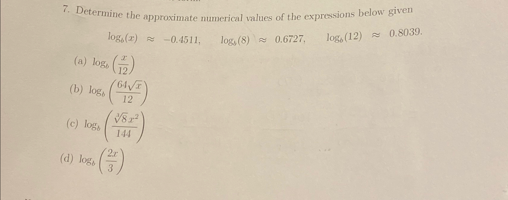 Solved Determine the approximate numerical values of the | Chegg.com