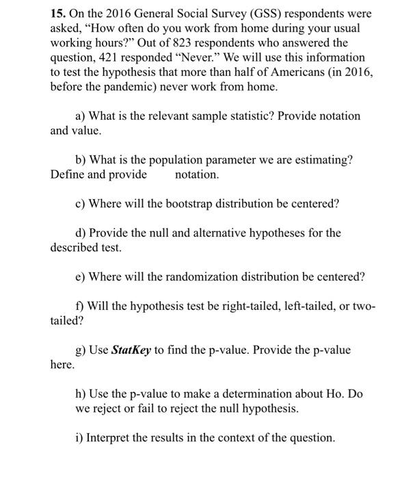 Solved 15. On the 2016 General Social Survey (GSS) | Chegg.com