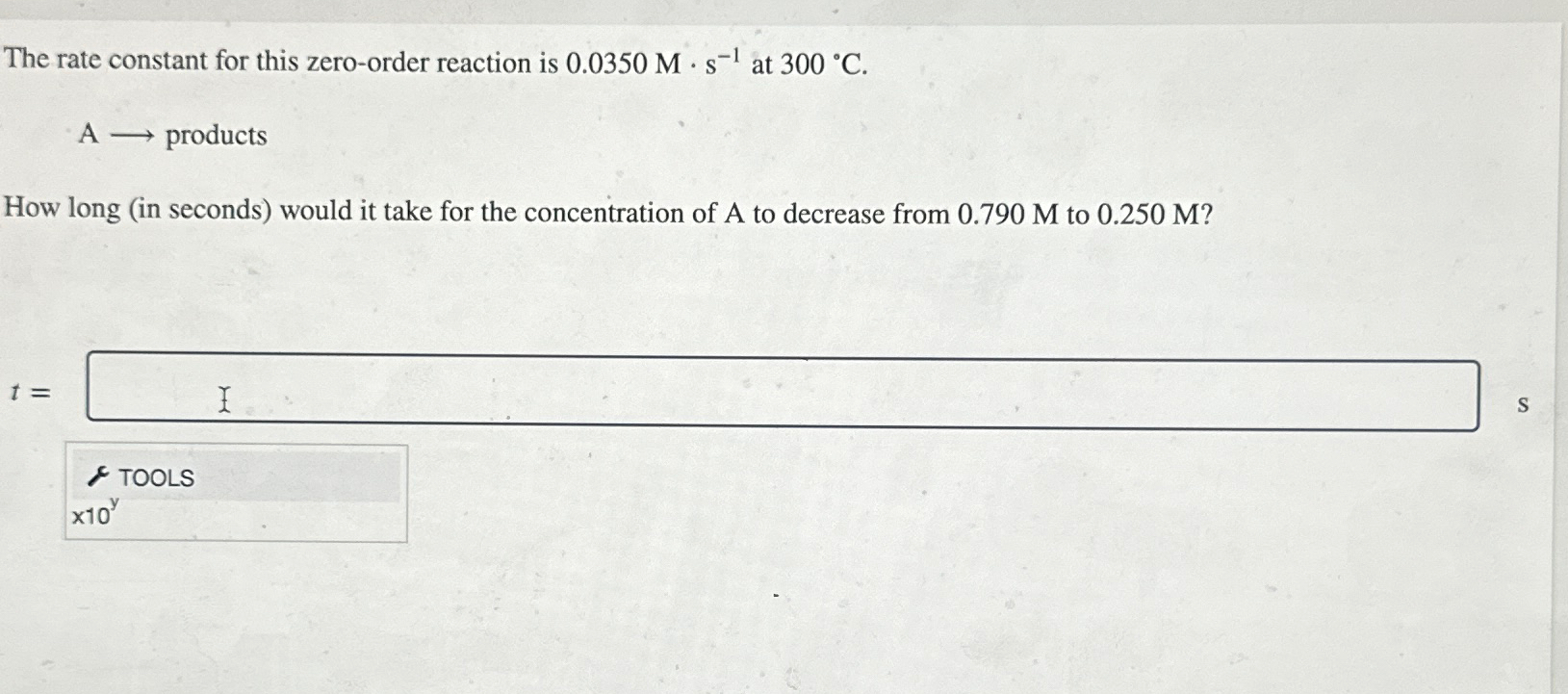 Solved The rate constant for this zero-order reaction is | Chegg.com