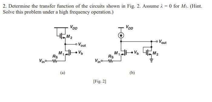 Solved 2. Determine the transfer function of the circuits | Chegg.com