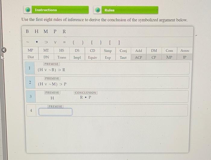 Solved Instructions Rules Use the first eight rules of | Chegg.com