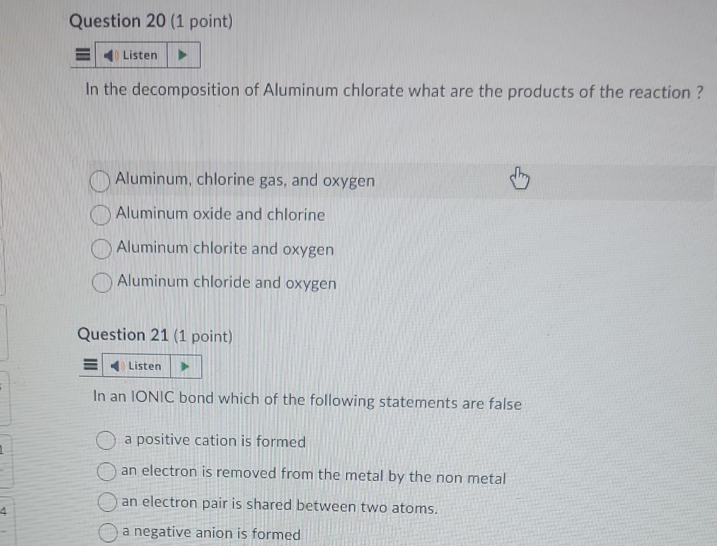 Solved In the decomposition of Aluminum chlorate what are | Chegg.com