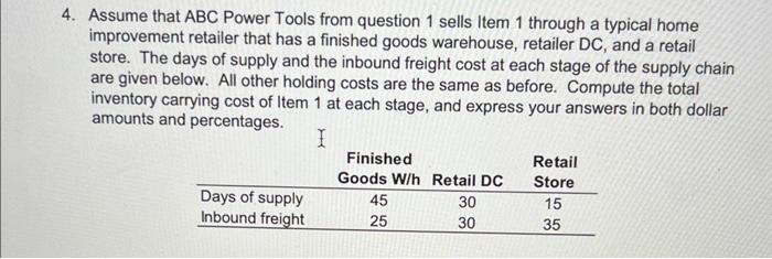 Solved 4. Assume that ABC Power Tools from question 1 sells | Chegg.com