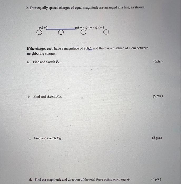 Solved 2. Four equally spaced charges of equal magnitude are | Chegg.com