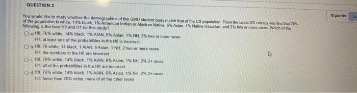 Solved You would like to study whother the demographics of | Chegg.com
