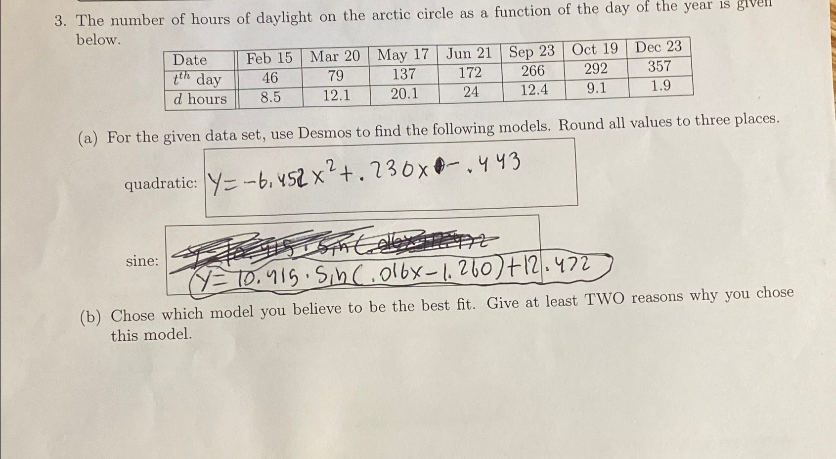 Solved I just need part b answered. Which model is rhe best | Chegg.com