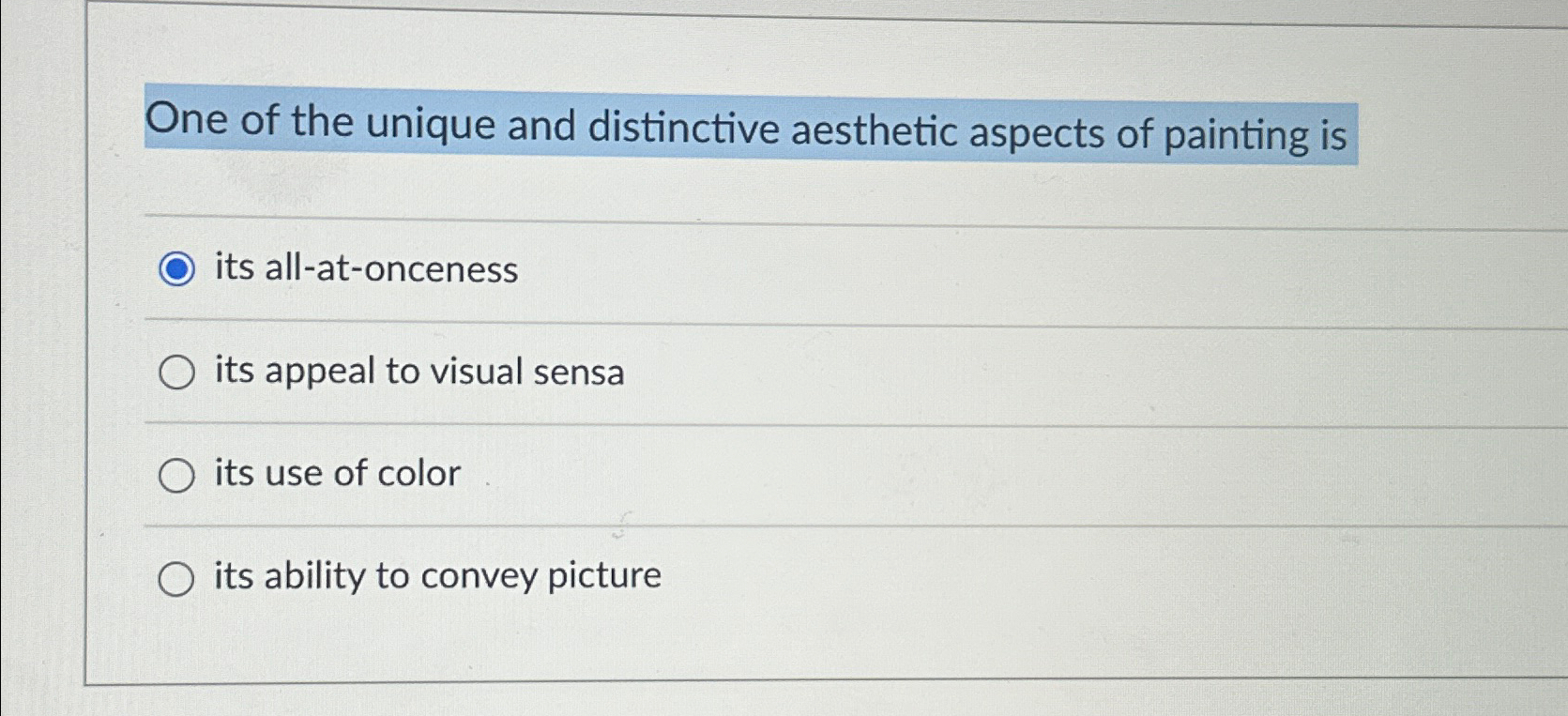 Solved One of the unique and distinctive aesthetic aspects | Chegg.com