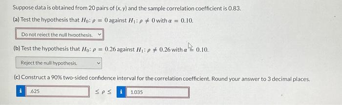 Solved Suppose data is obtained from 20 pairs of (x,y) and | Chegg.com