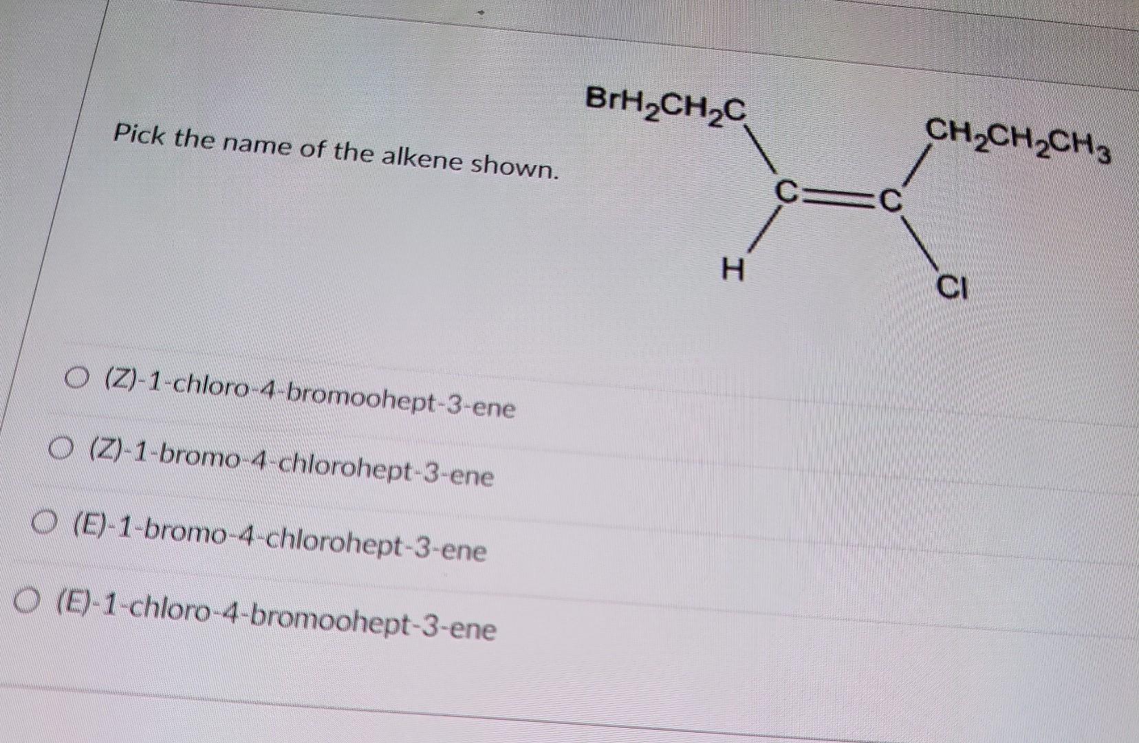 Solved Pick the name of the alkene shown. | Chegg.com