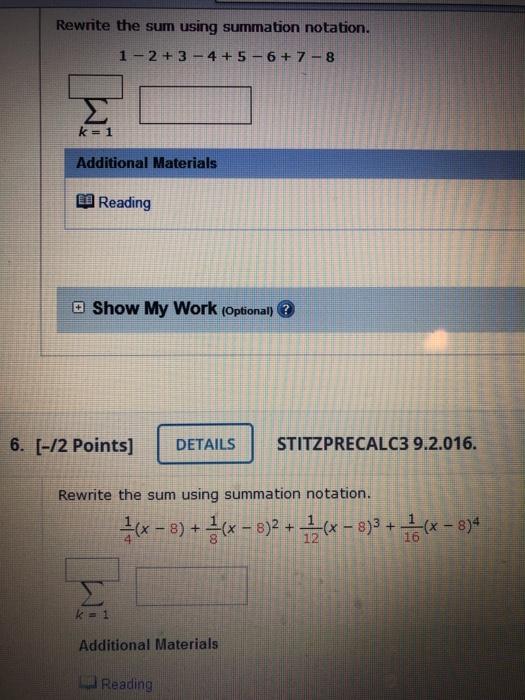 Solved Rewrite the sum using summation notation. 13 + 17 + | Chegg.com Solved Rewrite the sum using summation notation. 13 + 17 + | Chegg.com