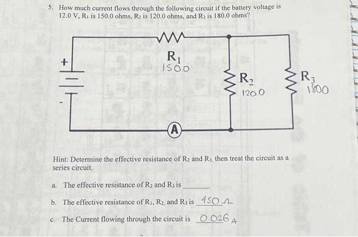 Solved 5. How much current flows through the following | Chegg.com