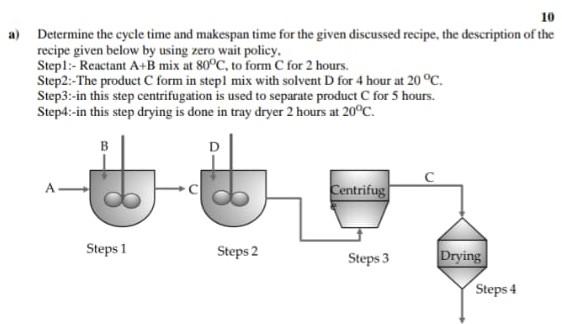 Solved 10 a) Determine the cycle time and makespan time for | Chegg.com