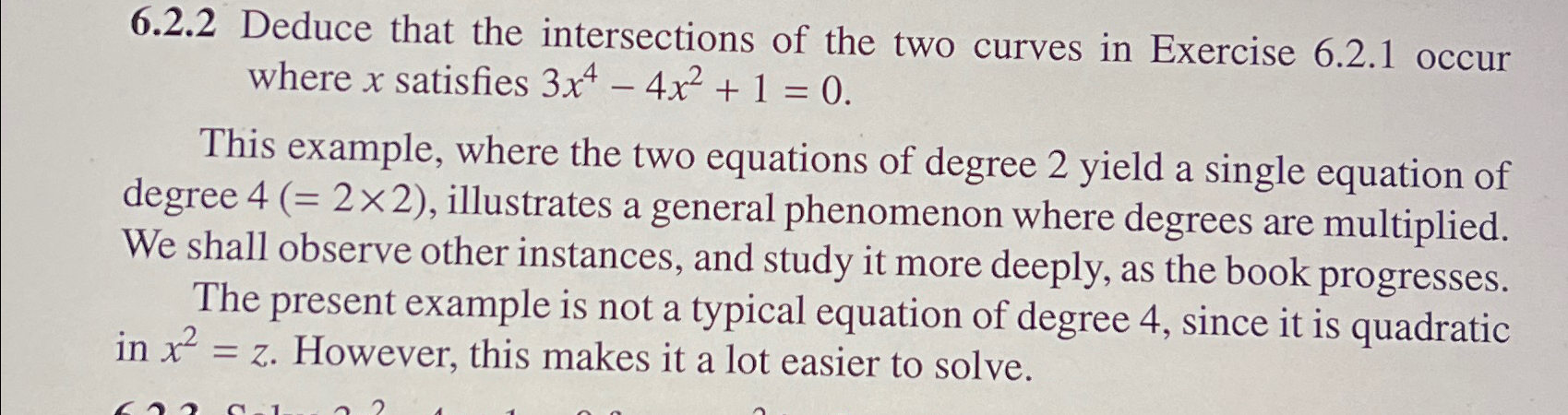 Solved 6.2.2 ﻿Deduce that the intersections of the two | Chegg.com