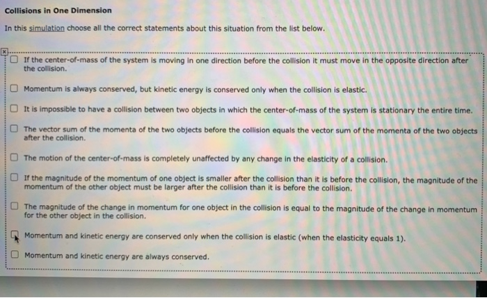 Solved Collisions in One Dimension In this simulation choose | Chegg.com