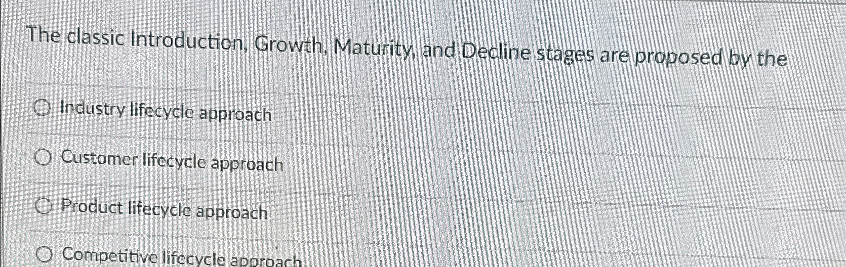 Solved The classic Introduction, Growth, Maturity, and | Chegg.com