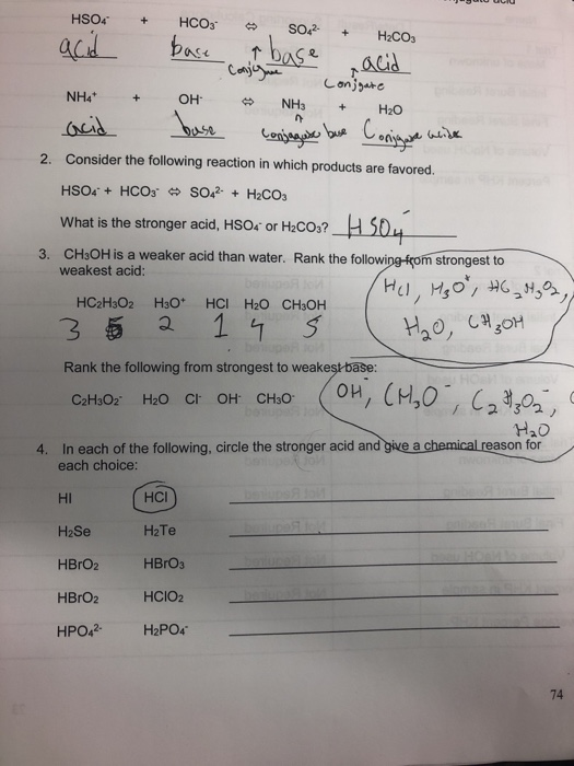 Solved HSO4 + HCO3 SO.2- + H2CO3 acid bace a base Configure | Chegg.com