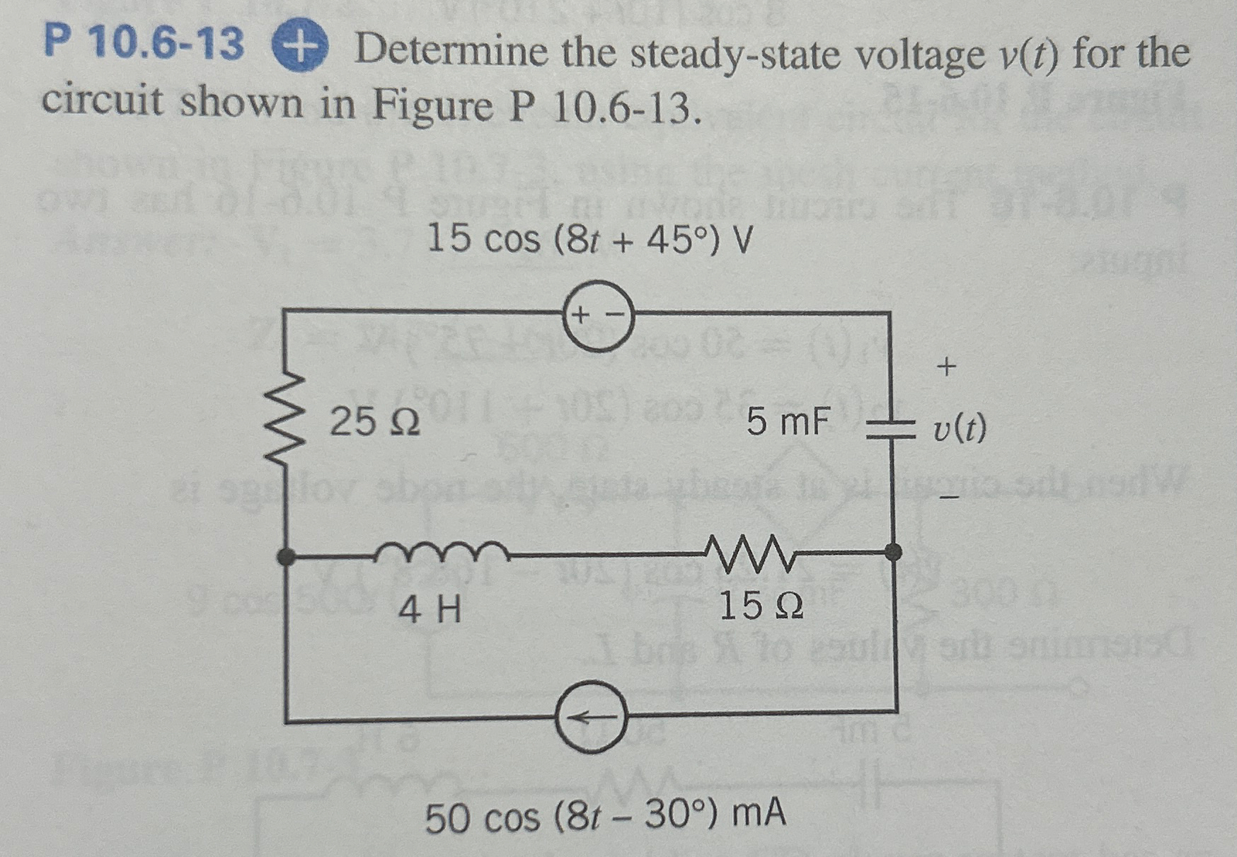 Solved P 10.6-13 o+ ﻿Determine the steady-state voltage v(t) | Chegg.com