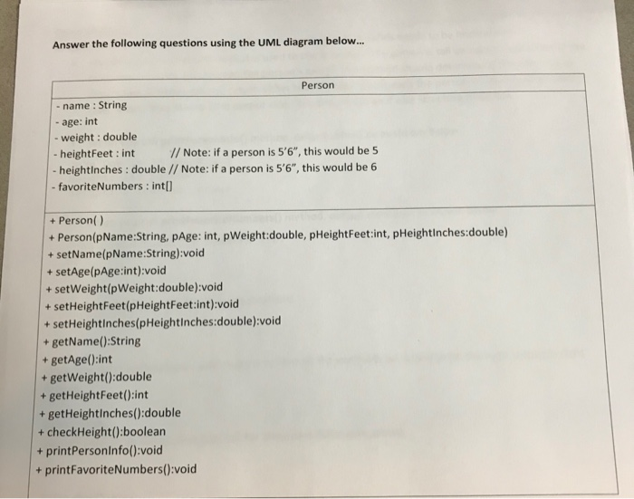 Solved CODING PART: Implement the Person class using Blue) | Chegg.com
