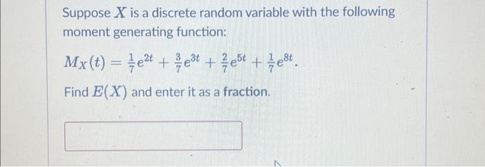 Solved Suppose X is a discrete random variable with the | Chegg.com