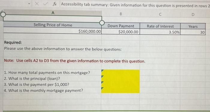 Solved Accessibility tab summary: Given information for this | Chegg.com