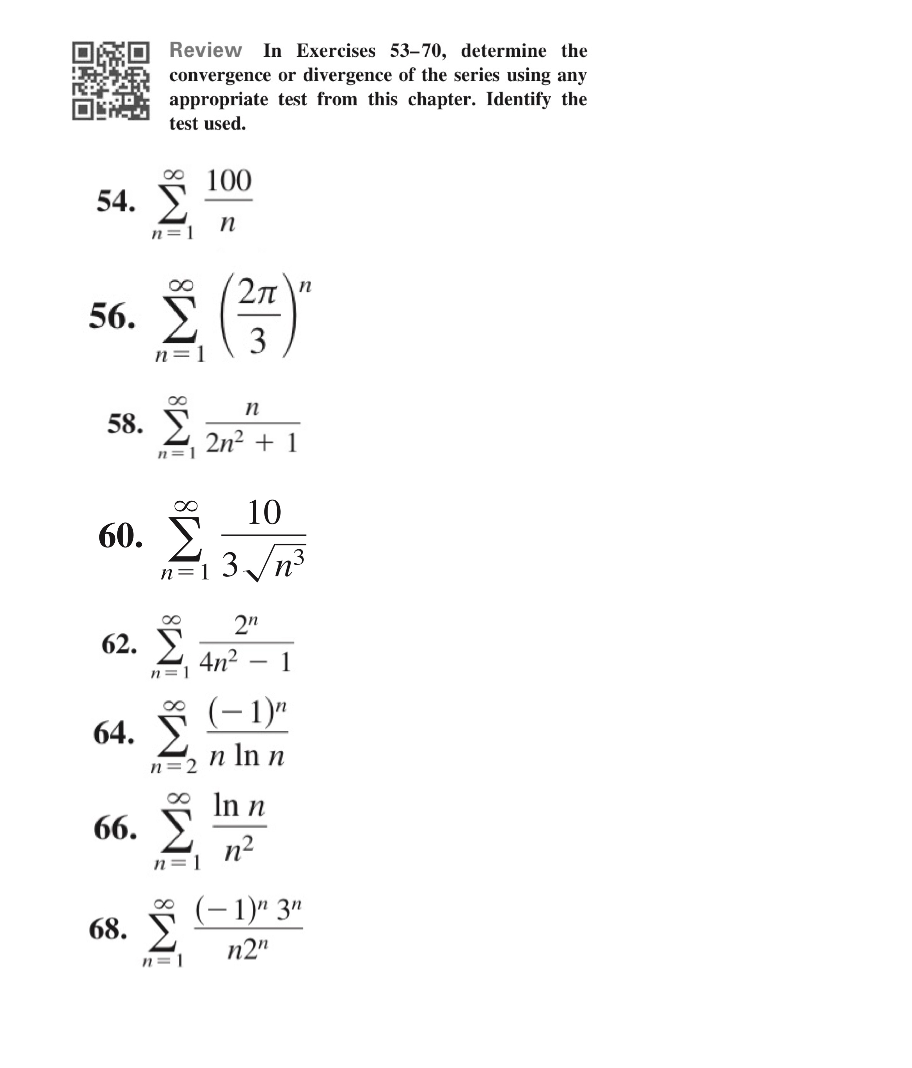 Solved Review In Exercises 53-70, ﻿determine the convergence | Chegg.com