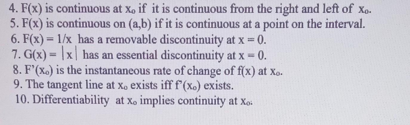 Solved 4. F(x) is continuous at x0 if it is continuous from | Chegg.com