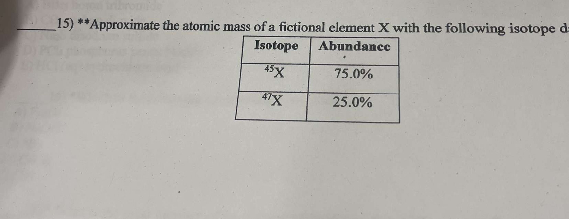 Solved ?**** ﻿Approximate the atomic mass of a fictional | Chegg.com