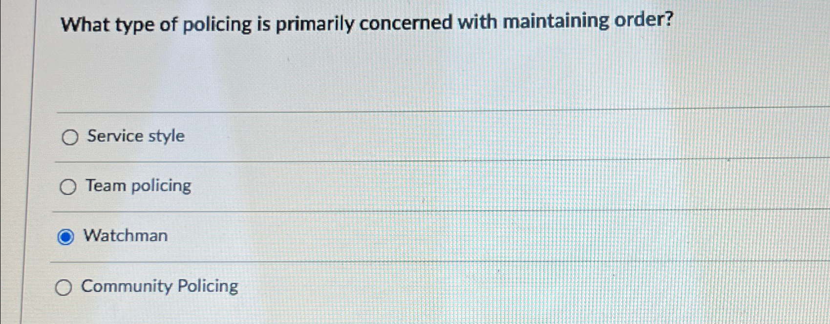 Solved What type of policing is primarily concerned with | Chegg.com