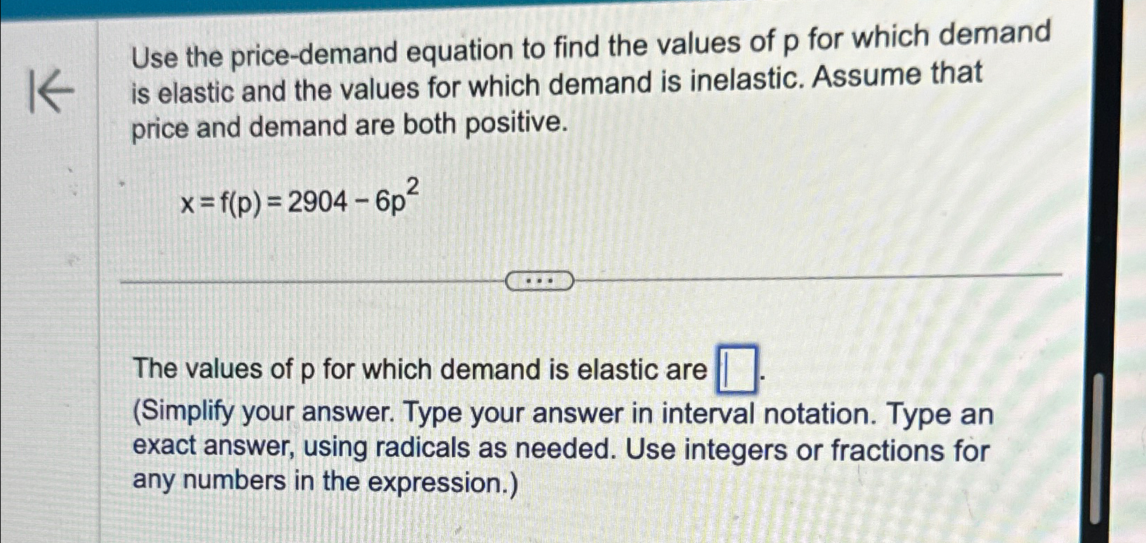 Solved 6.13Use the price-demand equation to find the values | Chegg.com